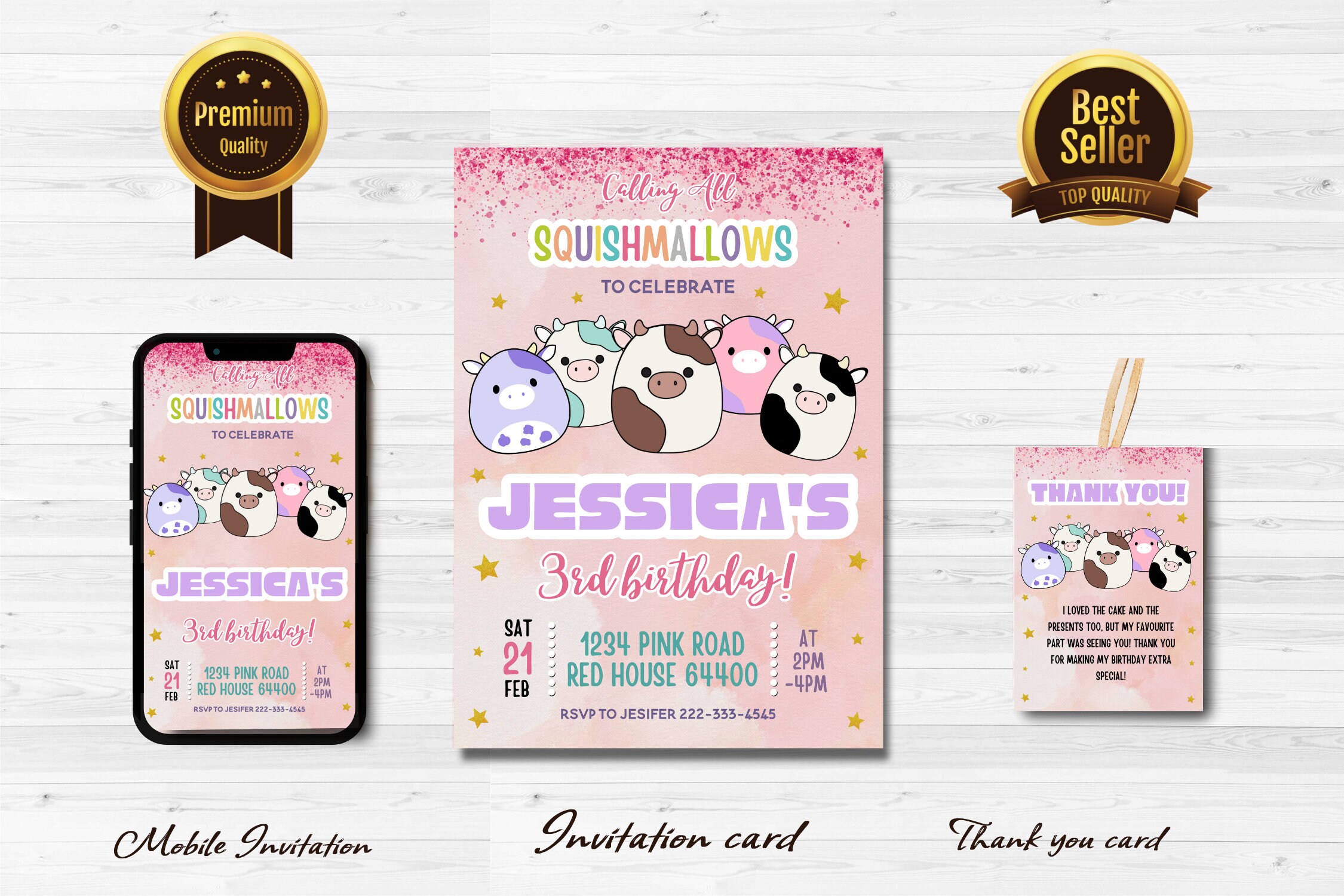 Squishmallow Birthday Invitation,printable Squishy Party Invite ...