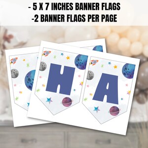 Printable Outer Space Birthday Banner, Planet Rocket Ship Astronaut ...