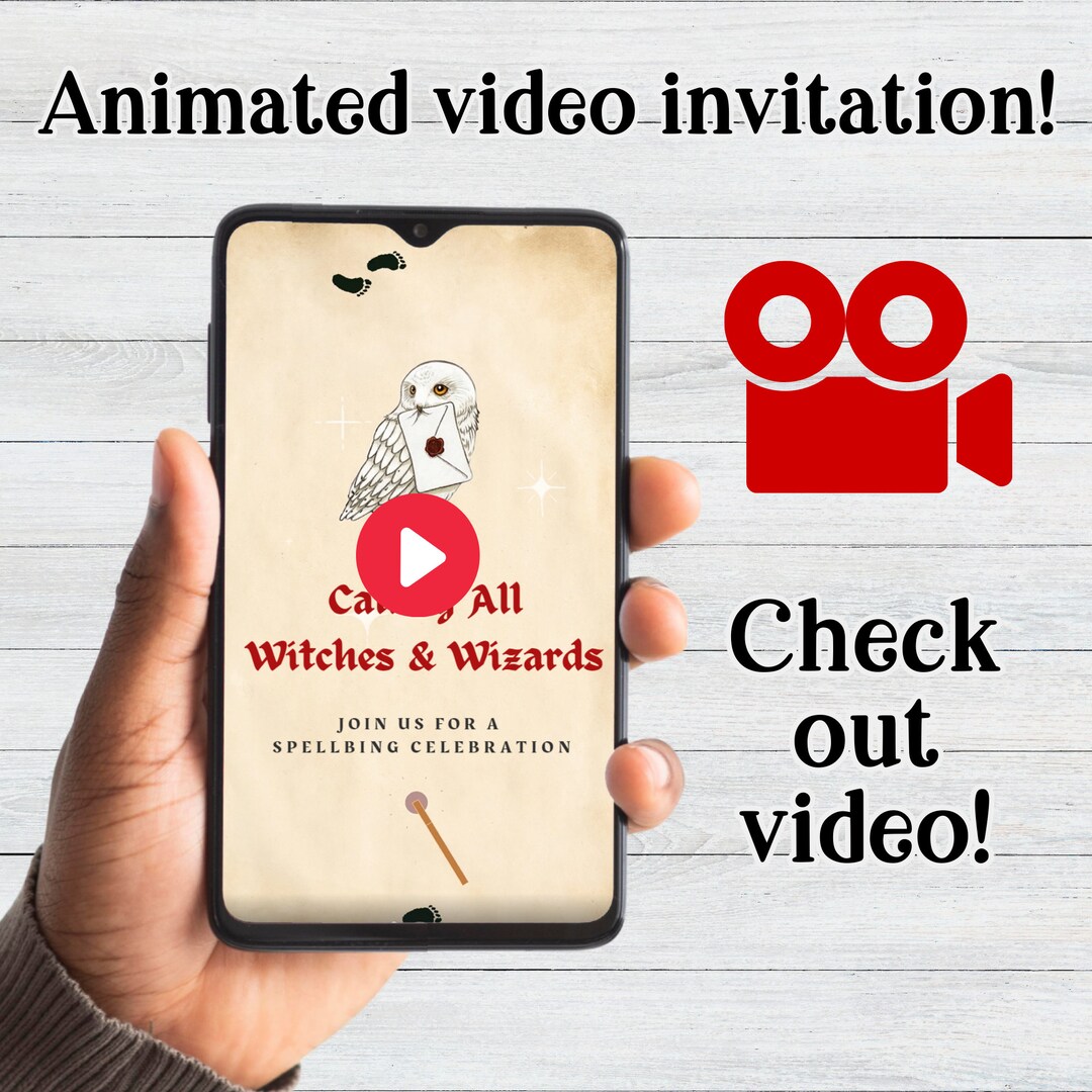 Editable Wizard Video Invitation Template, Printable Magical Birthday ...