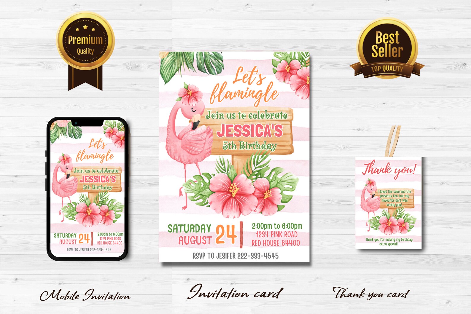 Invitación de cumpleaños de Flamingo, invitación de Flamingle ...