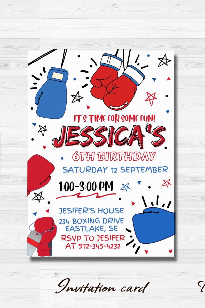 Boxing Birthday Invite Boxing Party Instant Download Editable - Etsy