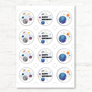 Printable Outer Space Birthday Cupcake Toppers, Planet Rocket Ship ...