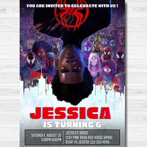 Spiderman Across the Spiderverse Birthday Invitation, Spiderman Theme ...