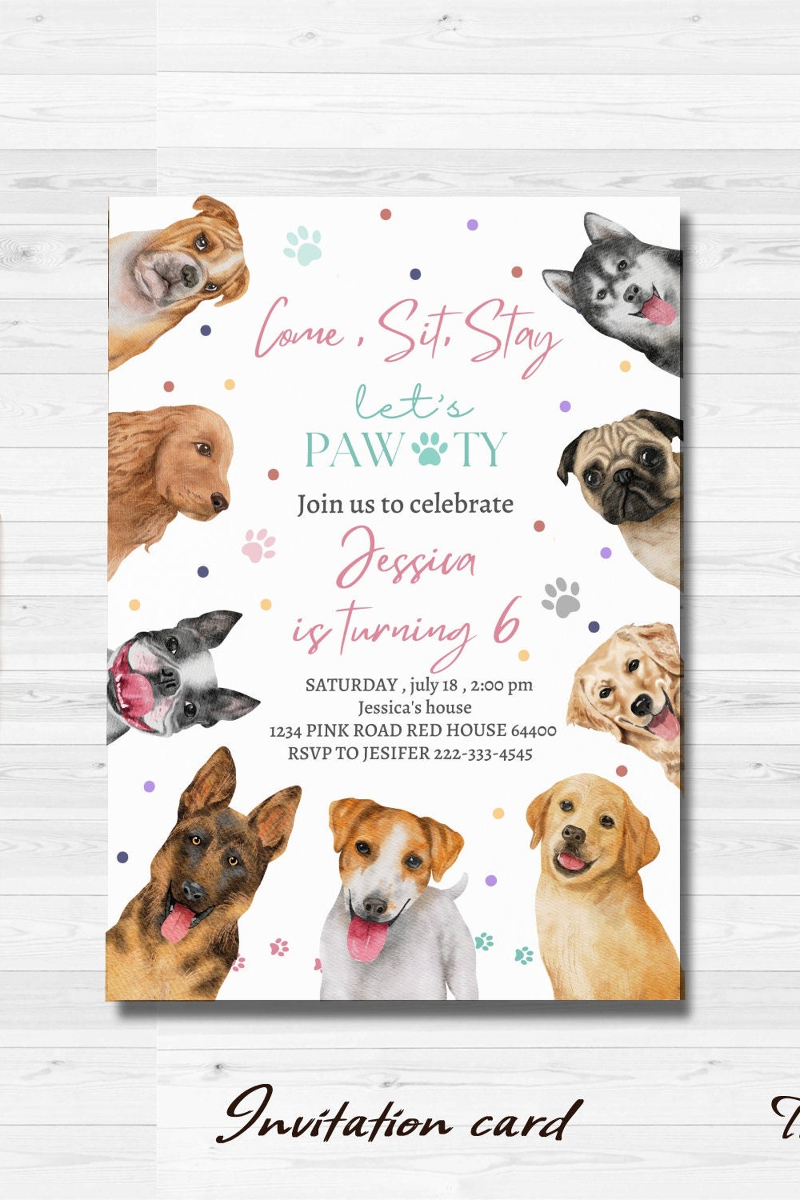 Dog Theme Birthday Invitation, Dog Party Birthday Invites, Instant ...