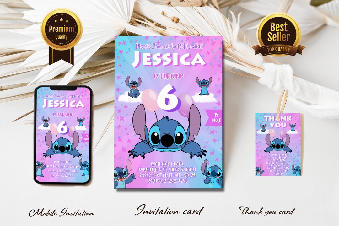 Stitch Invitation, Stitch Birthday Invites, Instant Download Ninja ...