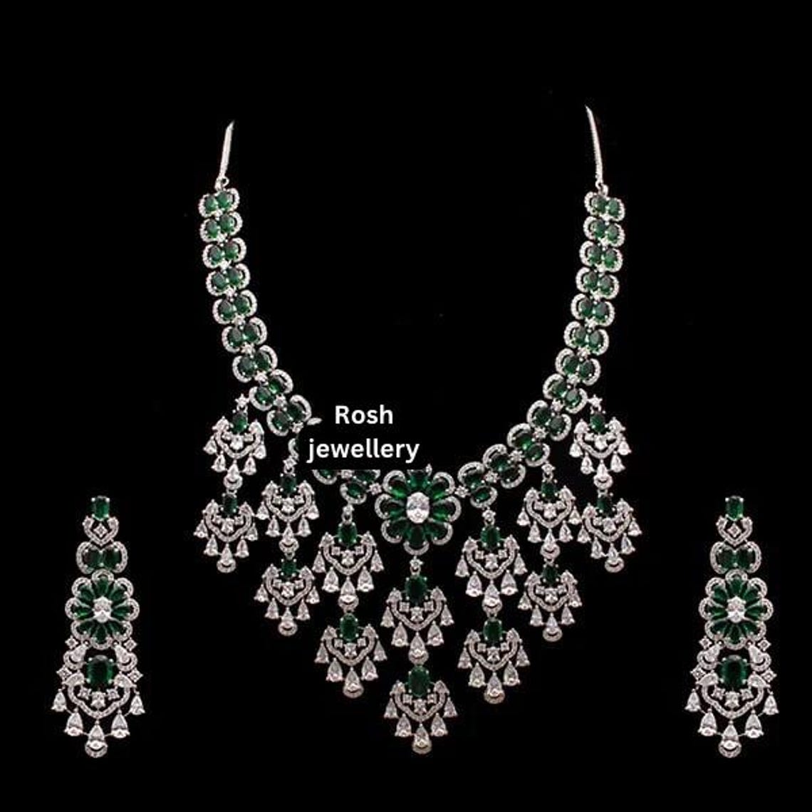 Emerald Green Necklace Set Diamond Necklace Set Bridal Accessories ...