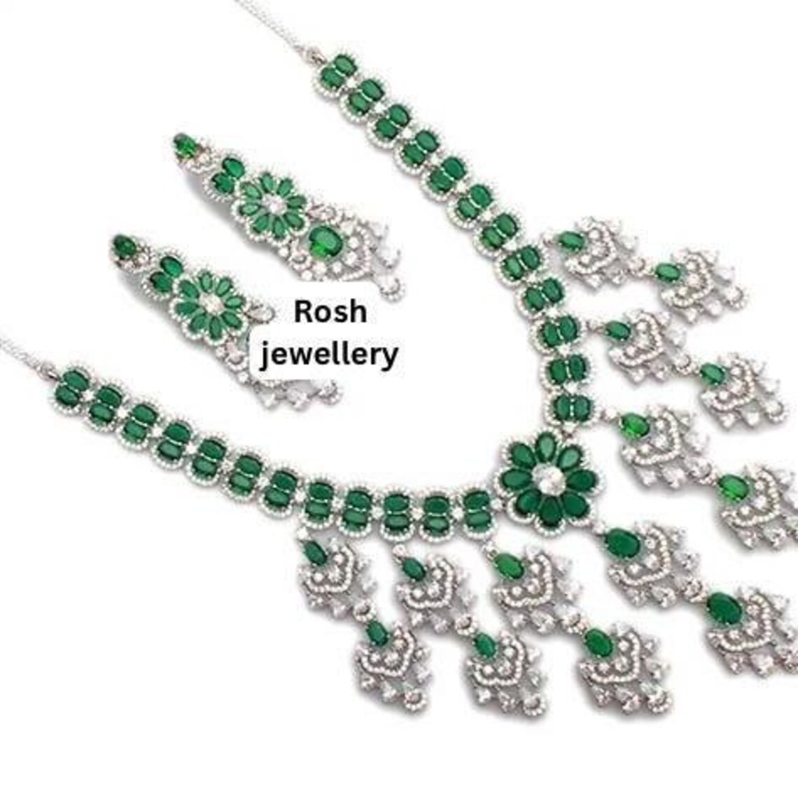 Emerald Green Necklace Set Diamond Necklace Set Bridal Accessories ...