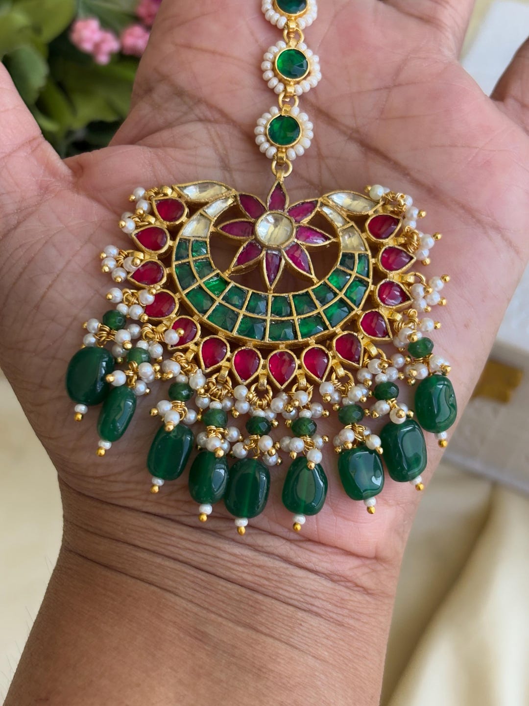 Sabyasachi Inspired Maang Tikka Bridal Maang Tikka Pachi Kundan Tikka ...