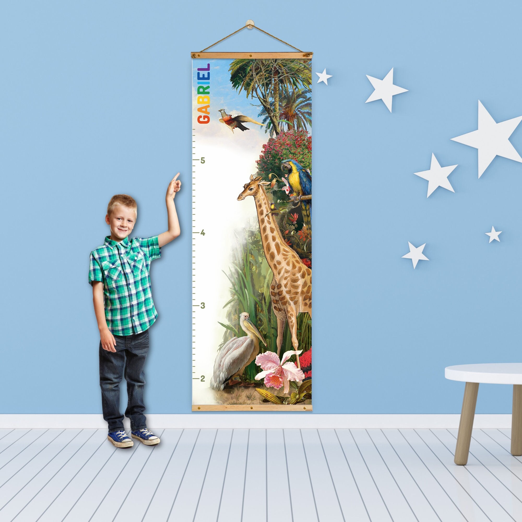 Personalized Canvas Height Chart for Kids, Montessori Growth Ruler - Etsy