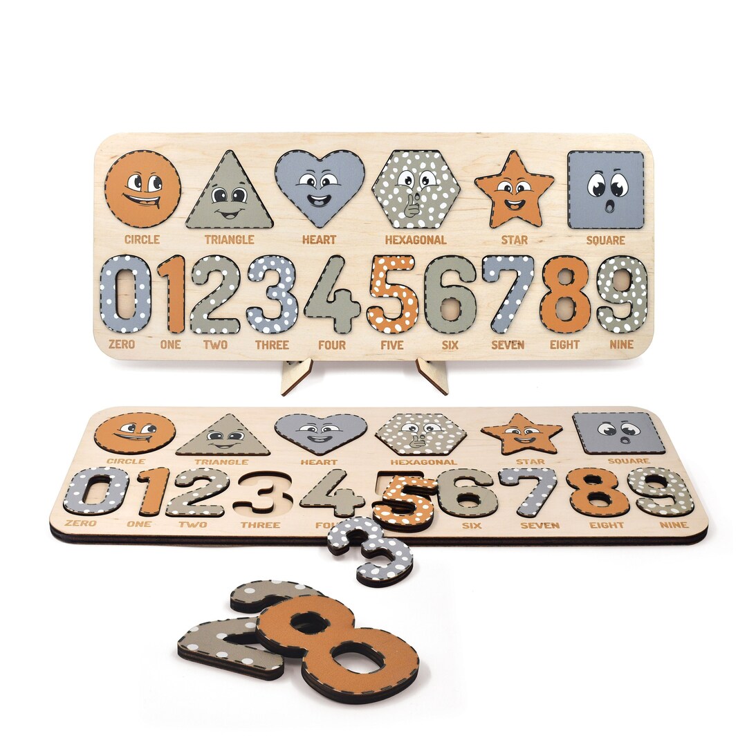Wooden Numbers and Shapes Busy Board for Toddlers A Fun Brain Game ...
