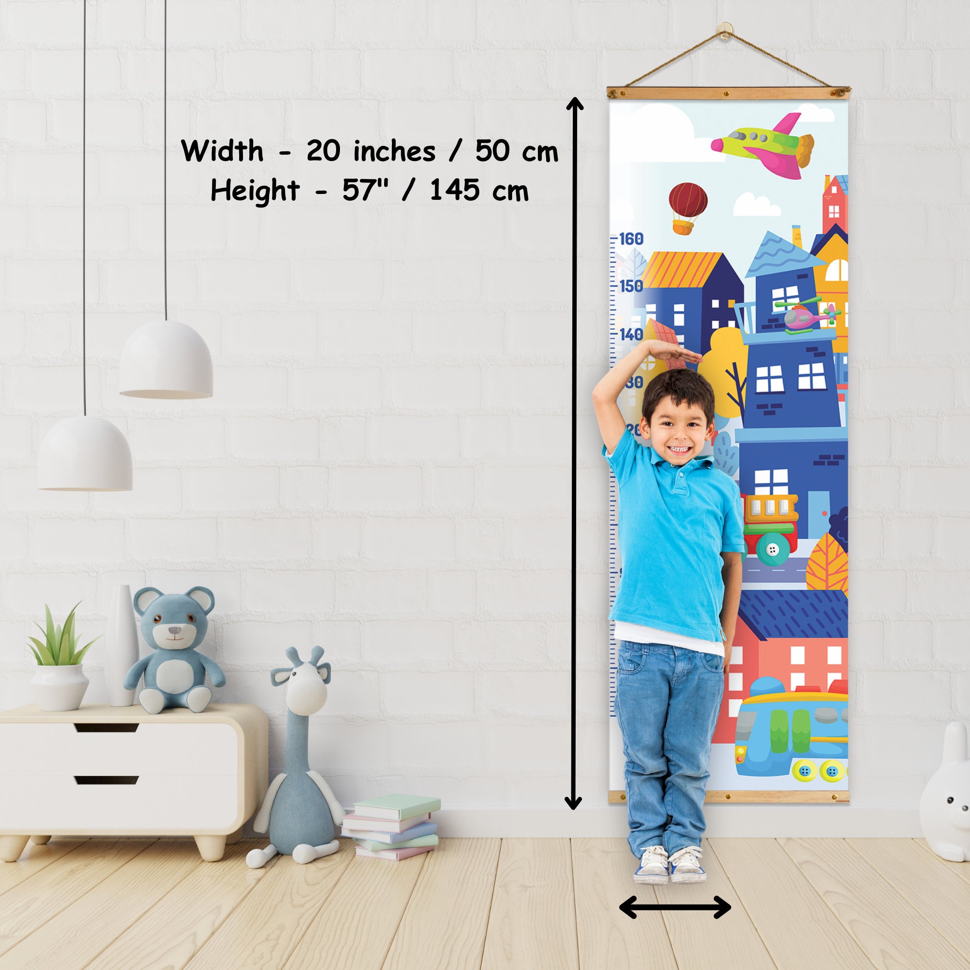 Personalized Canvas Height Chart for Kids, Montessori Baby Measurement ...