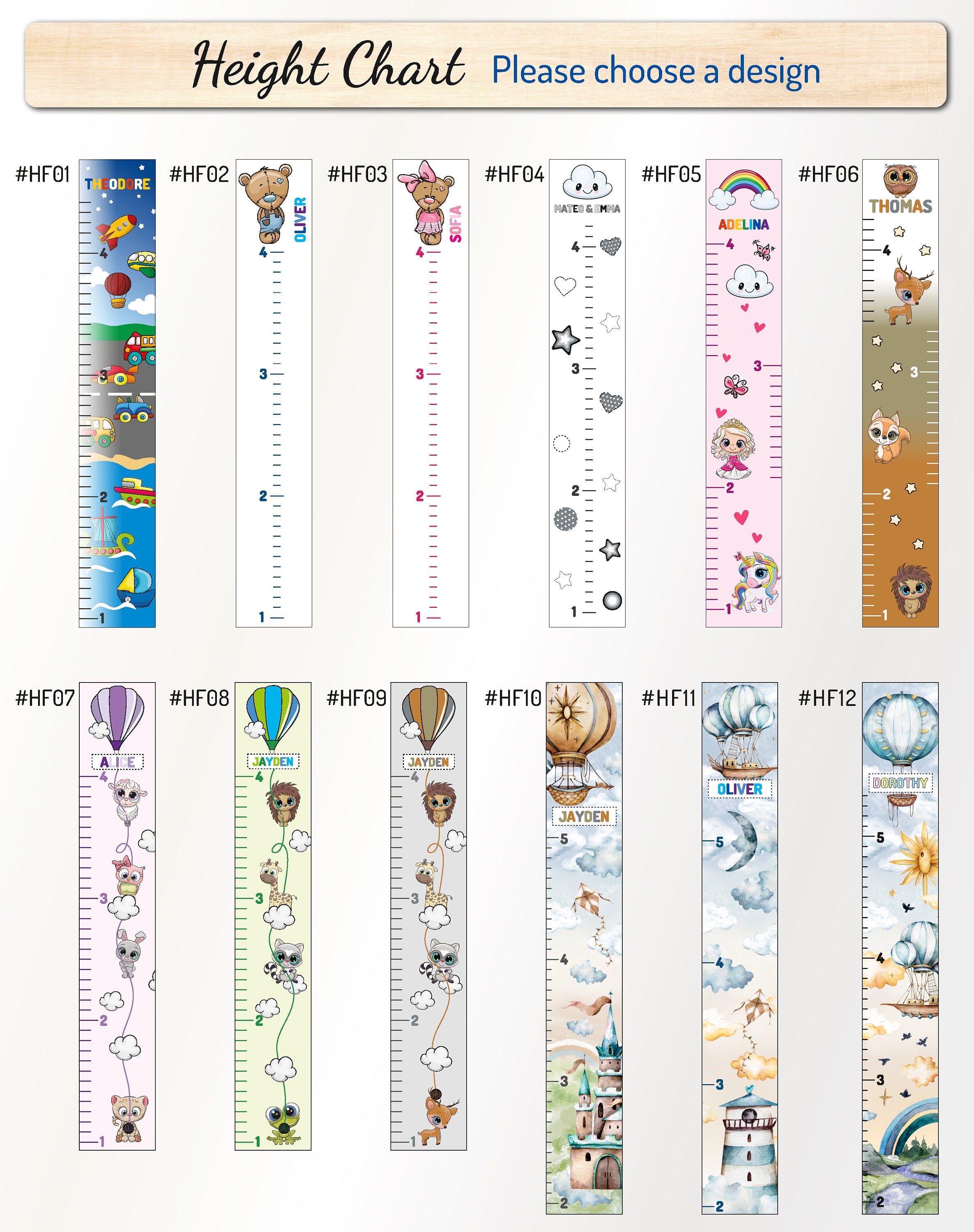 Personalized Height Chart for Kids, Customizable Hanging Height Chart ...