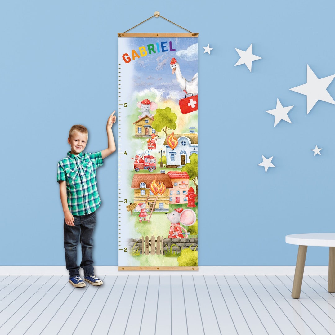 Canvas Personalized Wall Height Chart Rescuers, Baby Chick Growth Chart ...