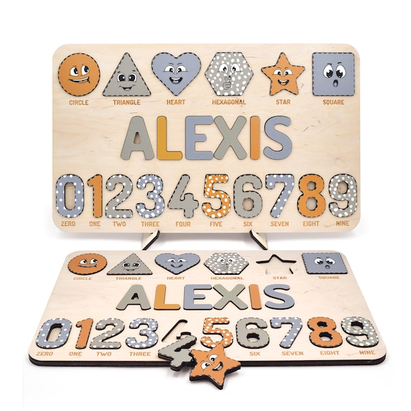 Name Puzzle Numbers and Letters - Etsy