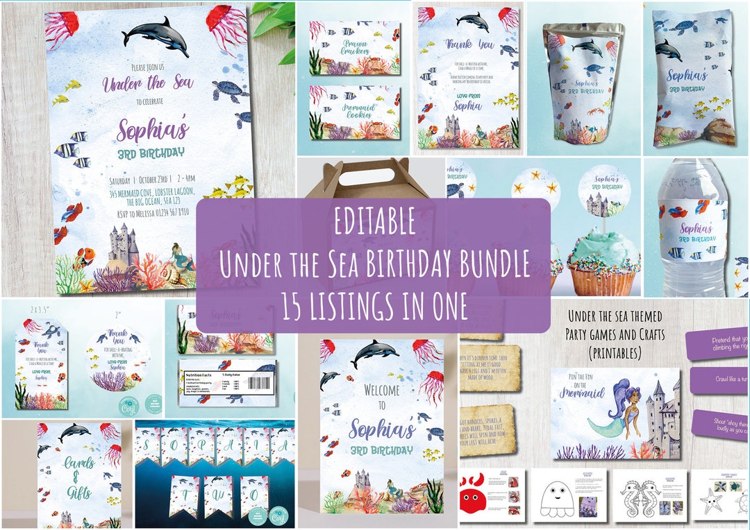 Editable Under the Sea Party Bundle / Under the Sea Party ...