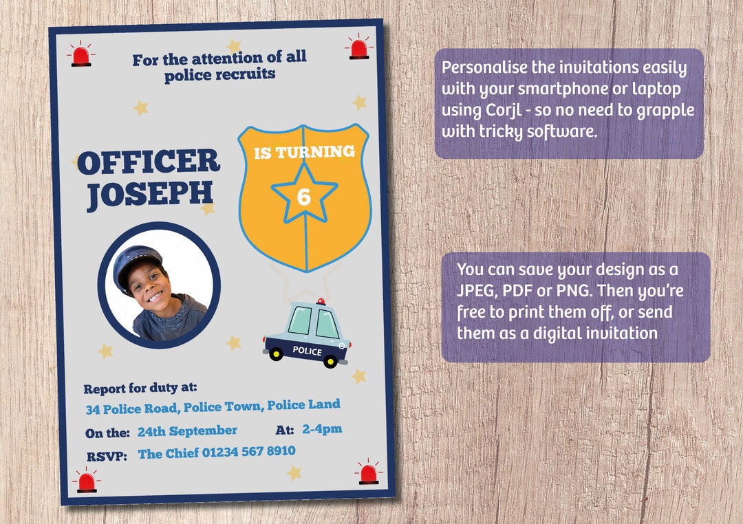 Police Party Invitation Printable Police Invite Police - Etsy