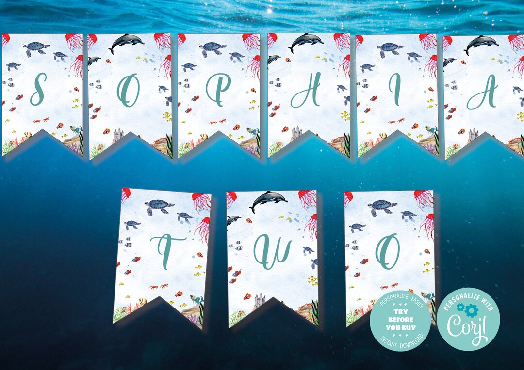 Printable Under the Sea Happy Birthday Bunting/ Ocean Animals Themed ...