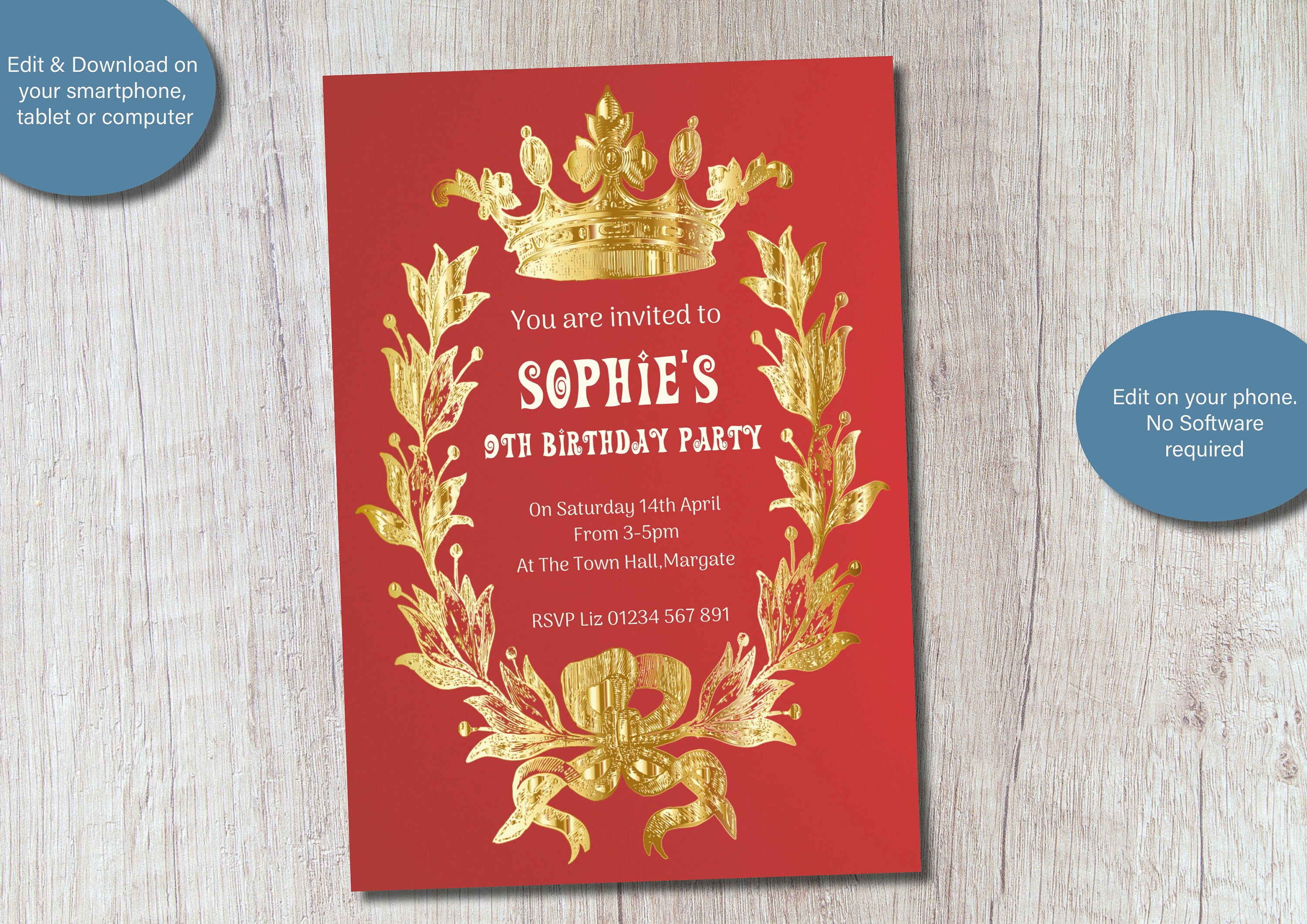 Royal Themed Party Invitation for Birthday or Other Princess Partys ...