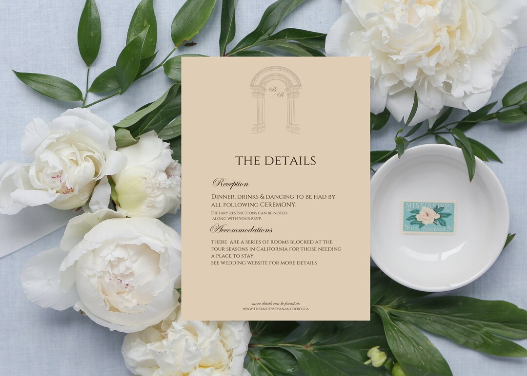 Elegant Wedding Details Card, Printable Editorial Invite, Editable ...