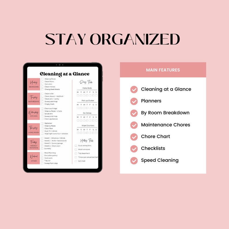 Cleaning Planner Checklist Schedule Instant Digital Download Printable Customizable Canva ...