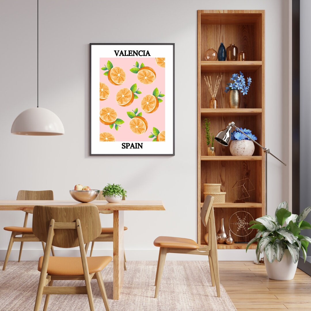 Valencia Printable Wall Art Digital Download, Spain Orange Pink Green ...
