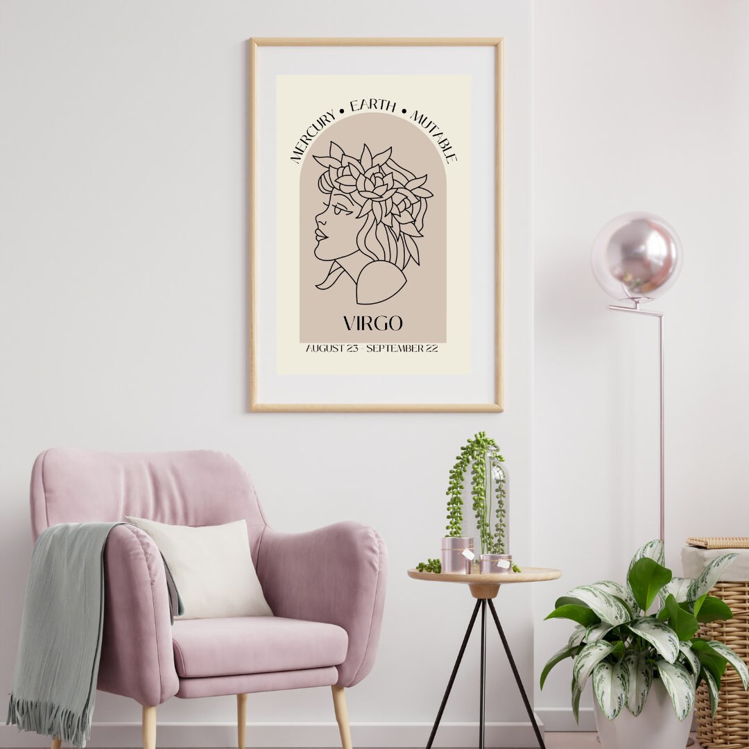 Virgo Printable Wall Art Digital Download, Zodiac Earth Sign Maiden ...
