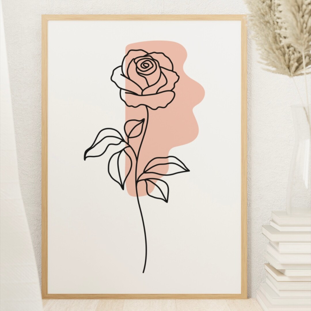 Primrose Instant Digital Download Printable Wall Art Pink Minimal Line ...