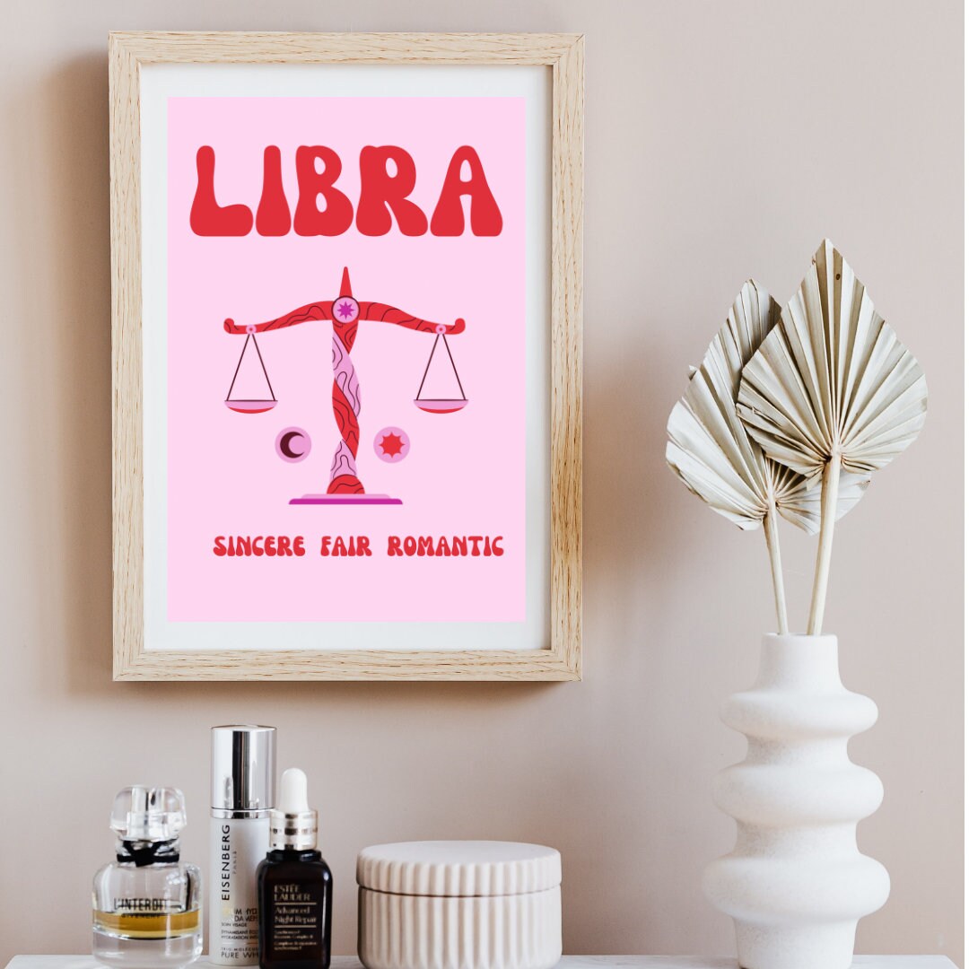 Libra Printable Wall Art Digital Download, Zodiac Air Sign Scale ...