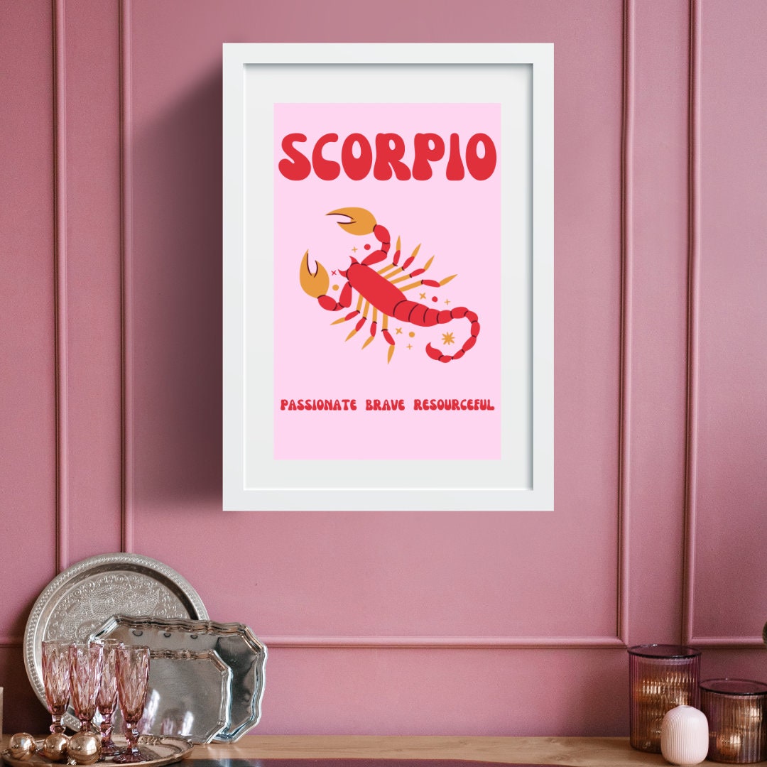 Scorpio Printable Wall Art Digital Download, Zodiac Water Sign Scorpion ...