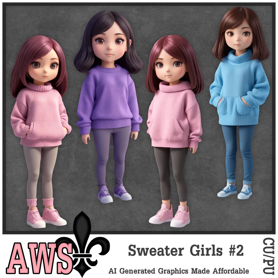 Sweater Girls #2 - Chibi Style - AI Art - Etsy