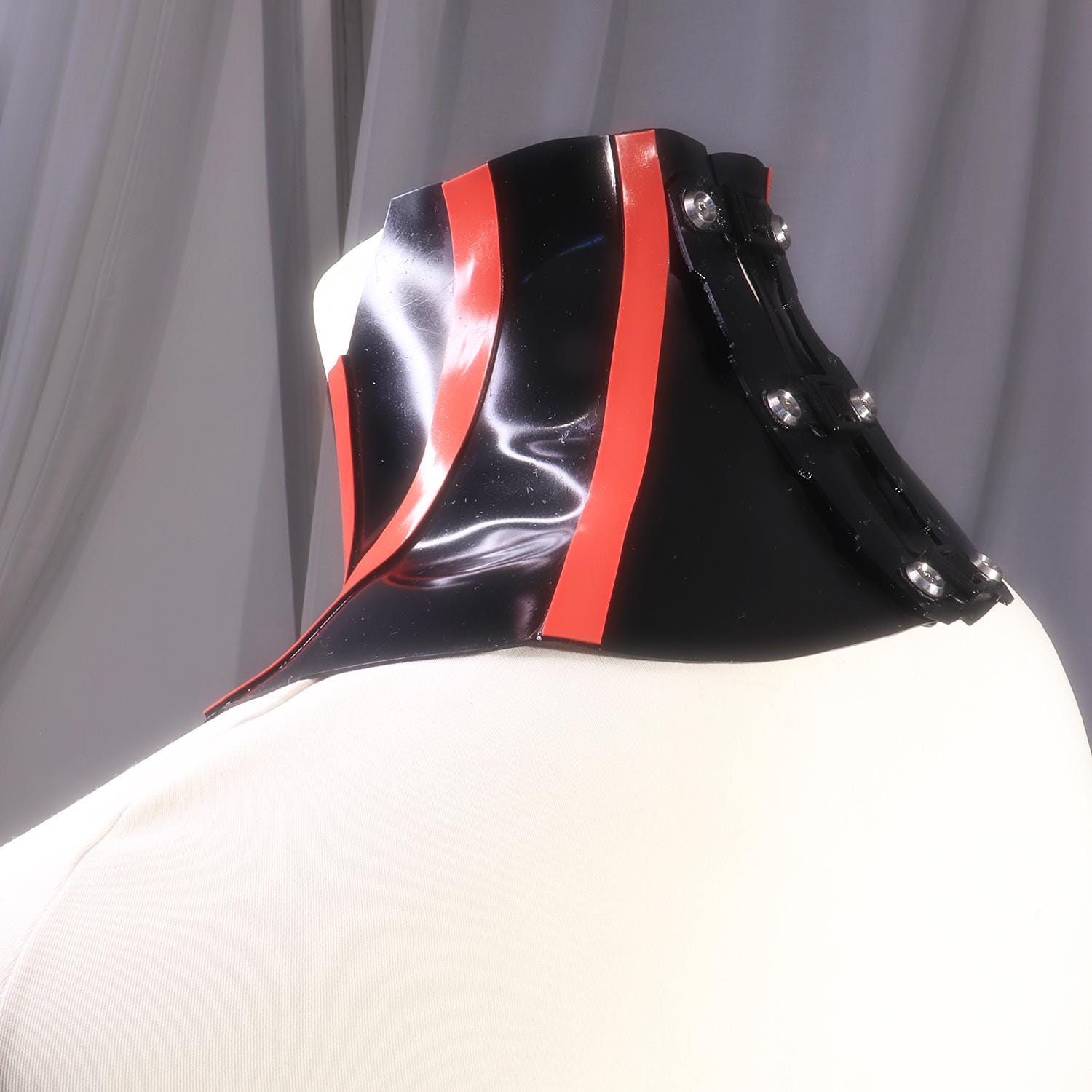 Latex Cyberpunk Neck Corset Red Highlights Flowing - Etsy