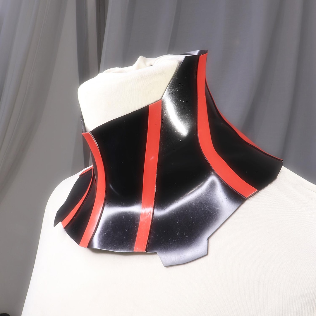 Latex Cyberpunk Neck Corset Red Highlights Flowing - Etsy