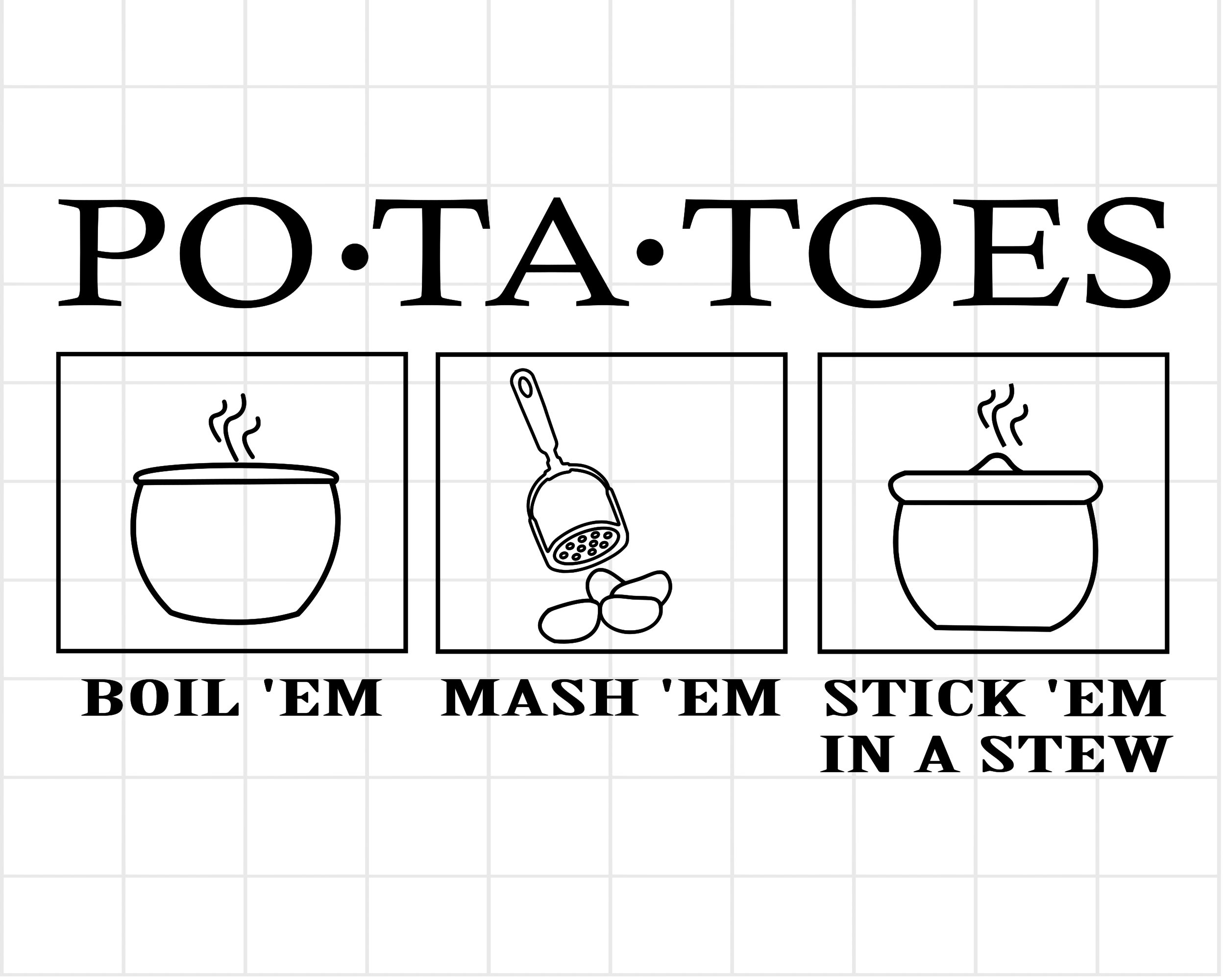 Po Ta Toes SVG Boil Em Mash Em Stick Em in a Stew SVG Funny - Etsy Canada