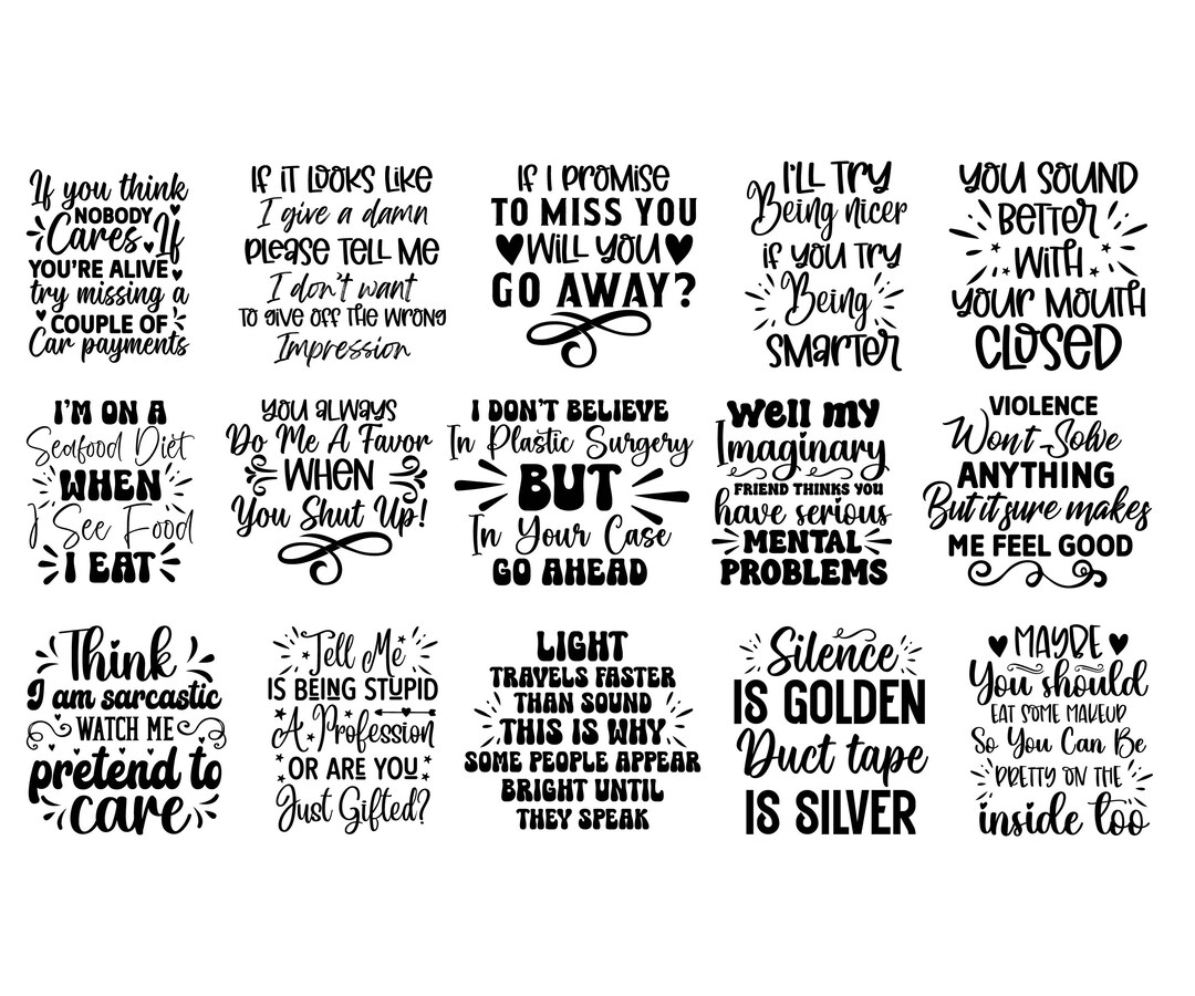 Funny Sarcastic Rude Svg Png Sarcastic SVG Bundle, Sarcasm SVG, Funny ...