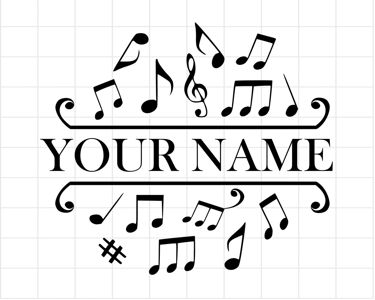 Musical Notes Monogram SVG Treble Clef Music Teacher PNG File - Etsy