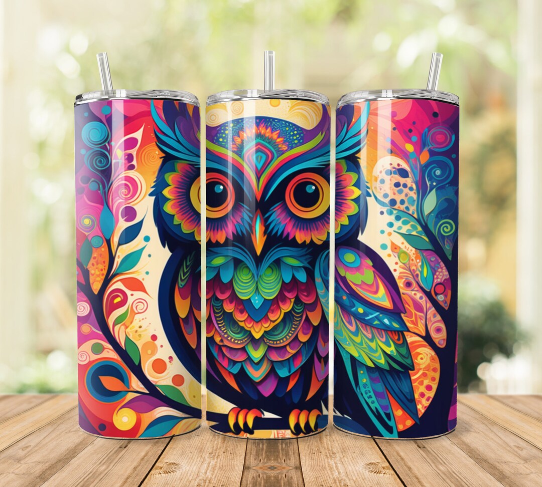 Owl Bird 20oz PNG Sublimation Tumbler Wrap Beach Sea Design Mugs Cups ...