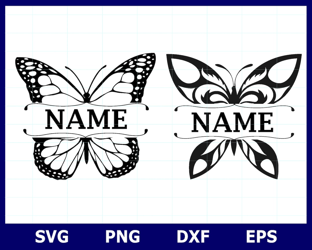 Butterfly Split Monogram SVG, Custom Name SVG Bundle, Cute PNG Designs, Cute Butterflies Clipart ...