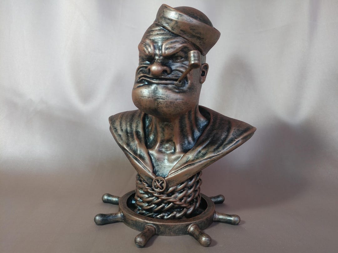 POPEYE 3D Printed- Bronze Painted Bust - Etsy