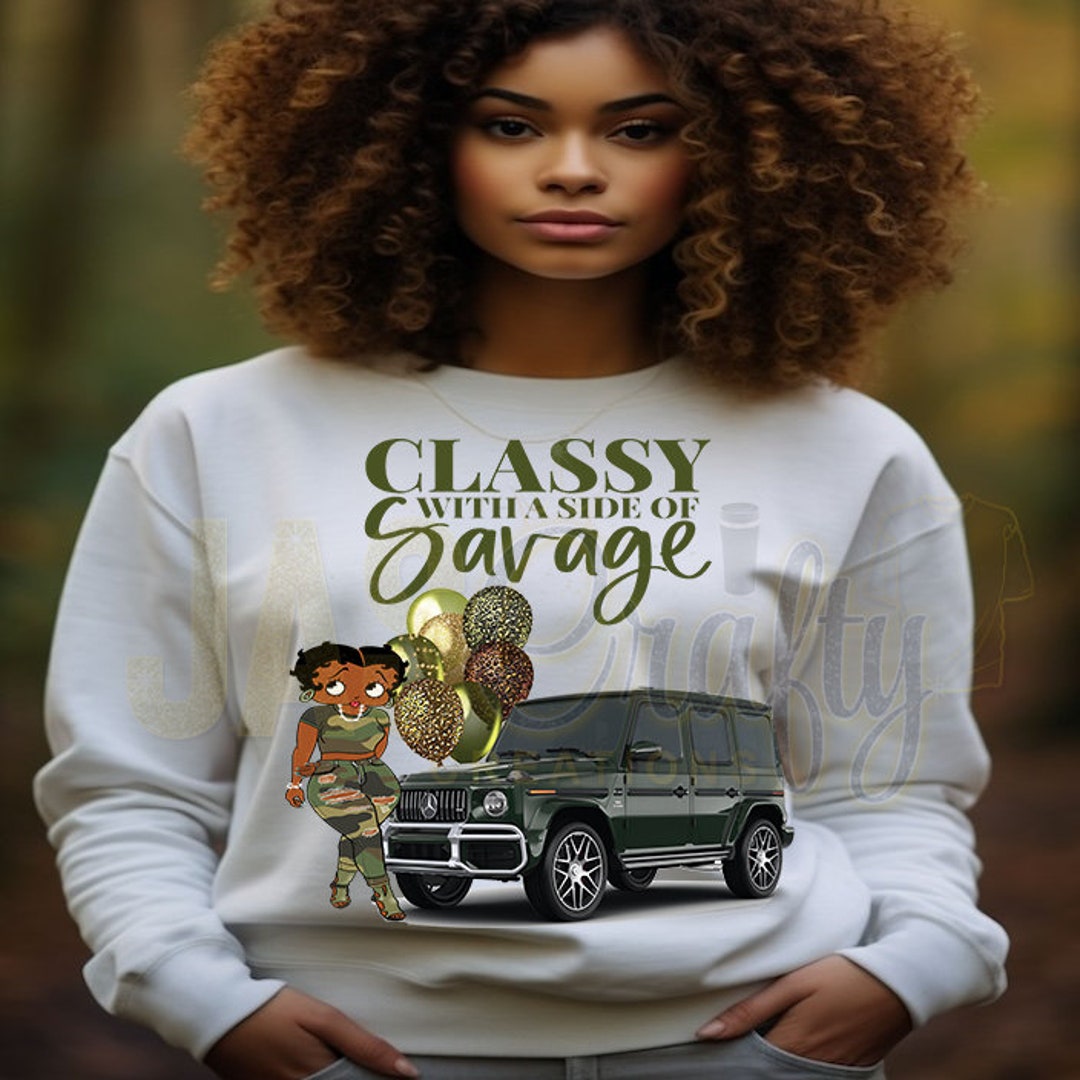 Betty Boop Classy Savage Sweatshirt-black Betty Boop-betty Boop Custom ...