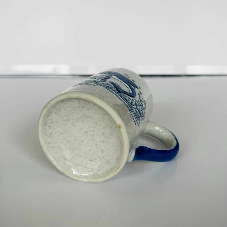Vintage Blue and Grey Orca Whale Mug - Embossed Coffee Cup - Tea Mug ...