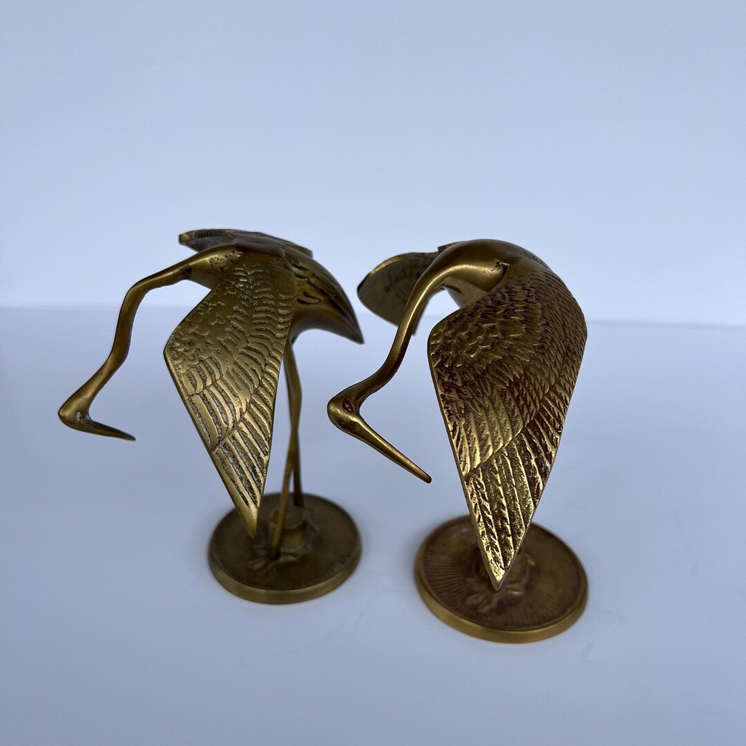 Sold as a Set of 2 Vintage Brass Crane Solid Brass Mid Century Crane ...