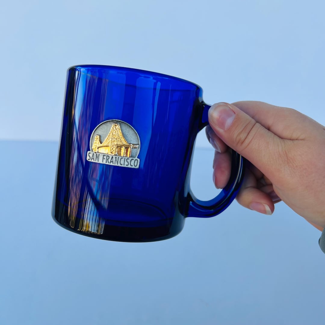 Vintage Cobalt Blue Glass San Francisco Coffee Tea Mug - Made in the ...