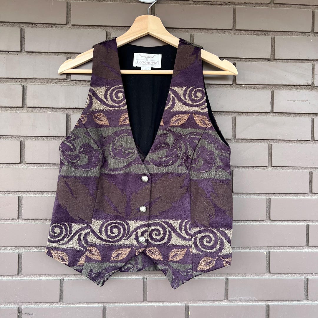 Vintage Longhorn Western Vest Women's Small - Pattern Western Vest ...