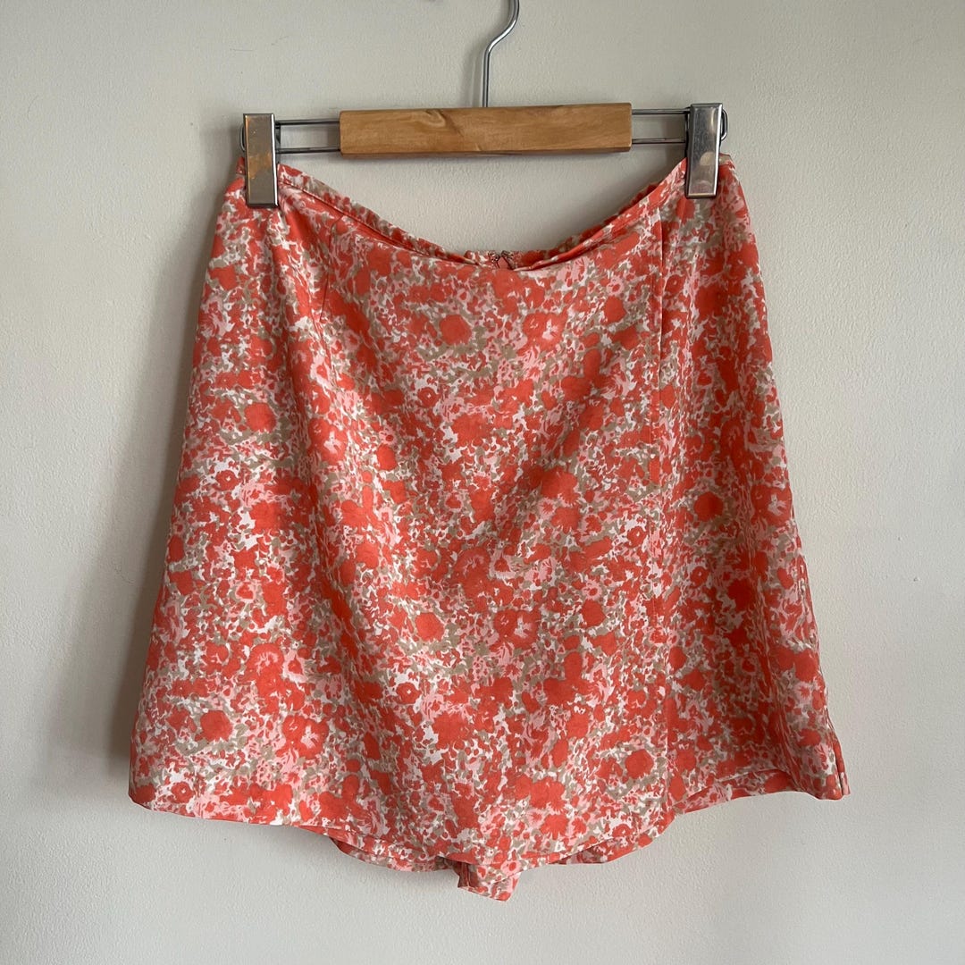 Vintage Reitmans Pink Flower Skort - 90s Pattern Skirt / Short Combo ...