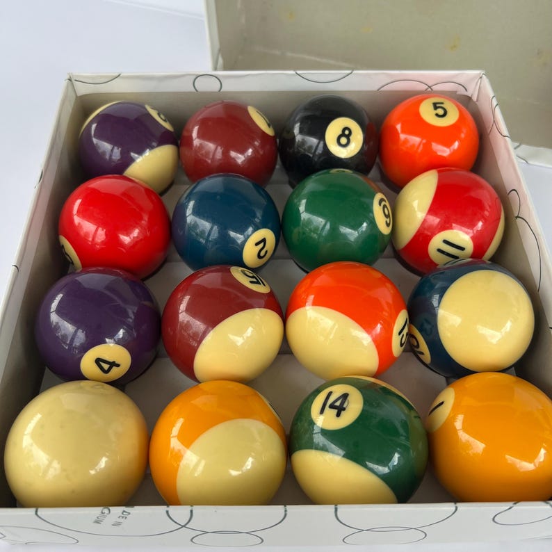 Vintage Pool Balls Set in Box 16 Balls Billiards Complete Set - Etsy