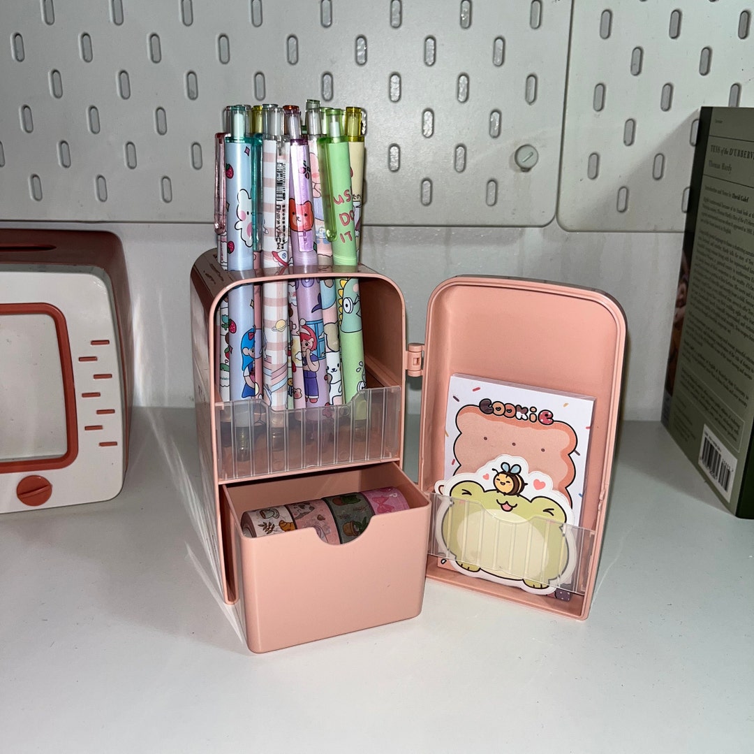 Mini Fridge Pen Holder and Storage Case | Kawaii Desk Organizer - Etsy
