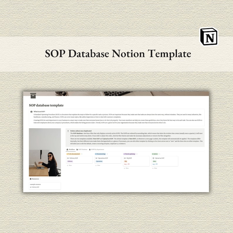 Notion SOP Database Template - Etsy
