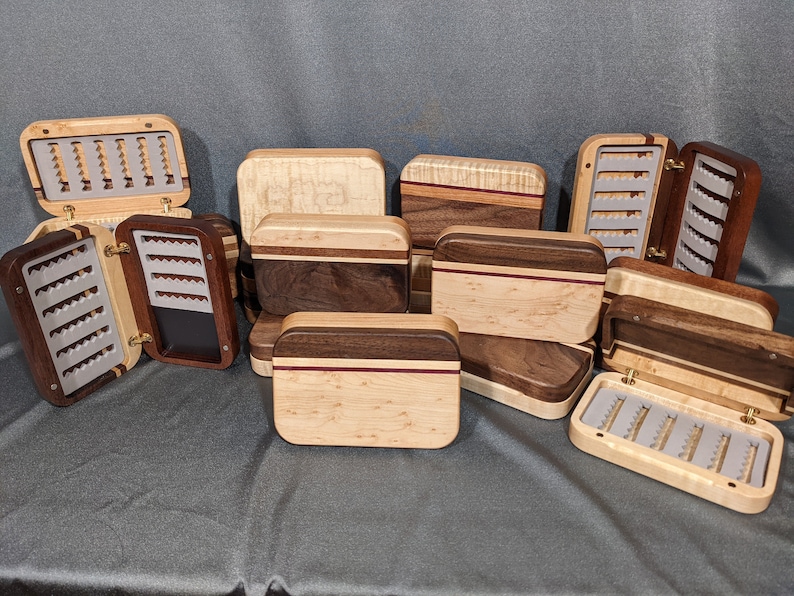 Fly Fishing Wooden Fly Box Birdseye Maple Top, Western Maple Bottom 004 ...