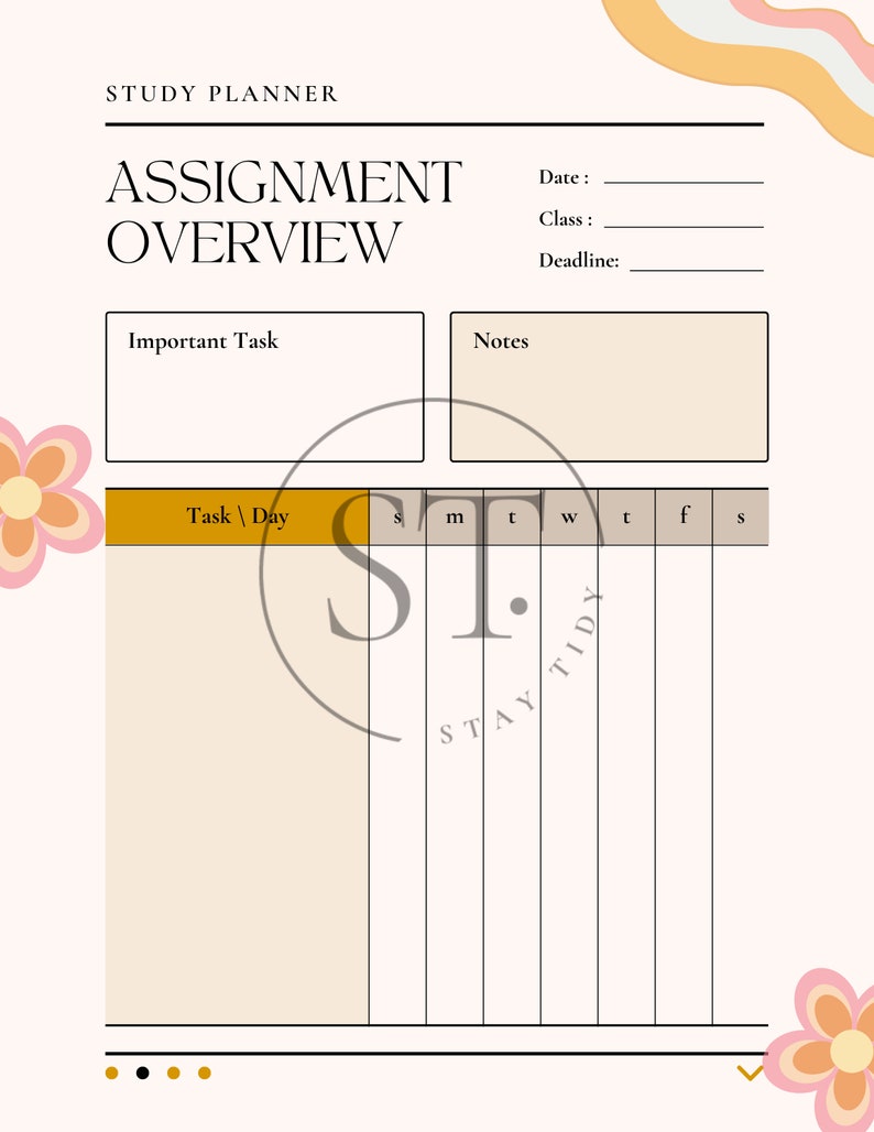Retro Study Planner Printable Instant Download Assignment - Etsy