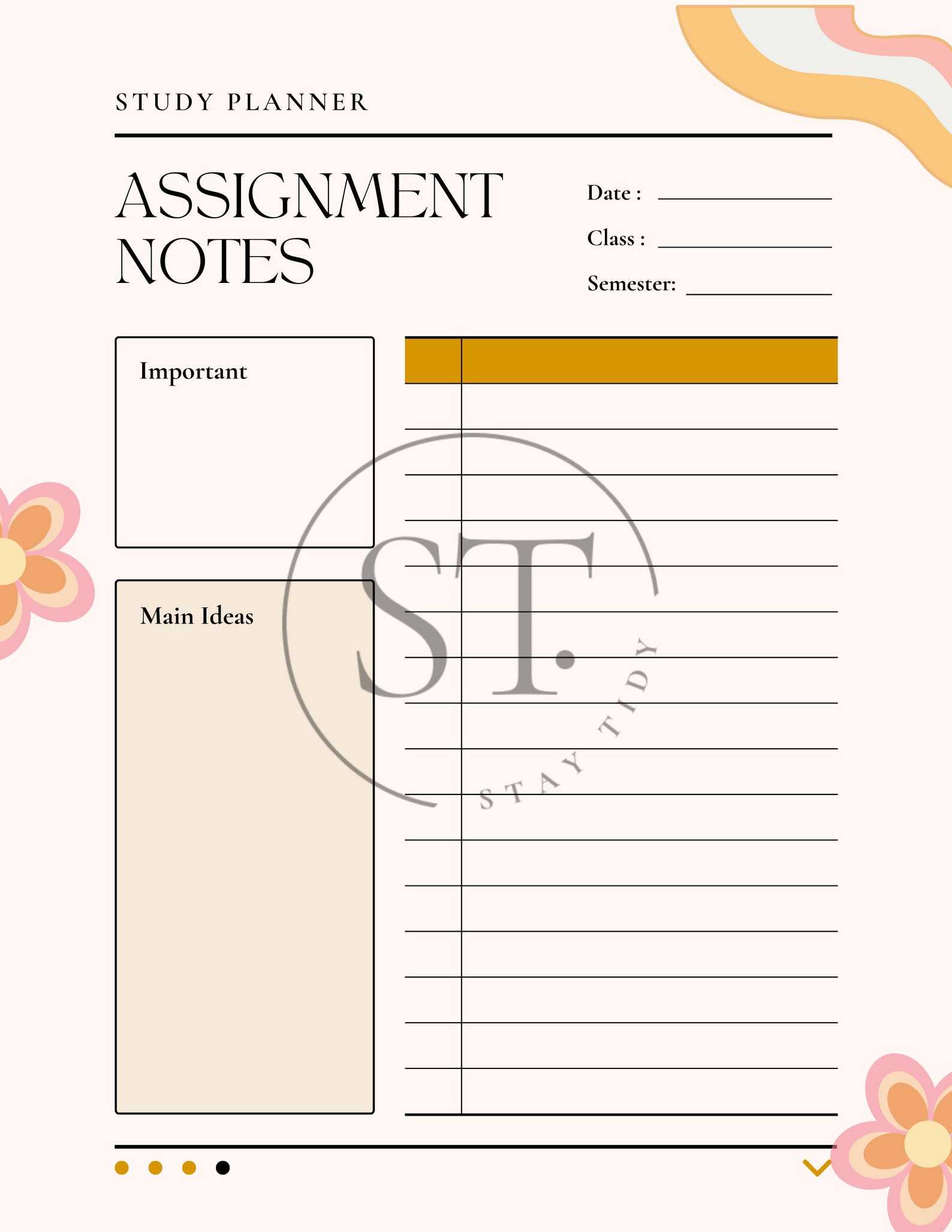 Retro Study Planner Printable, Instant Download, Assignment Planner ...